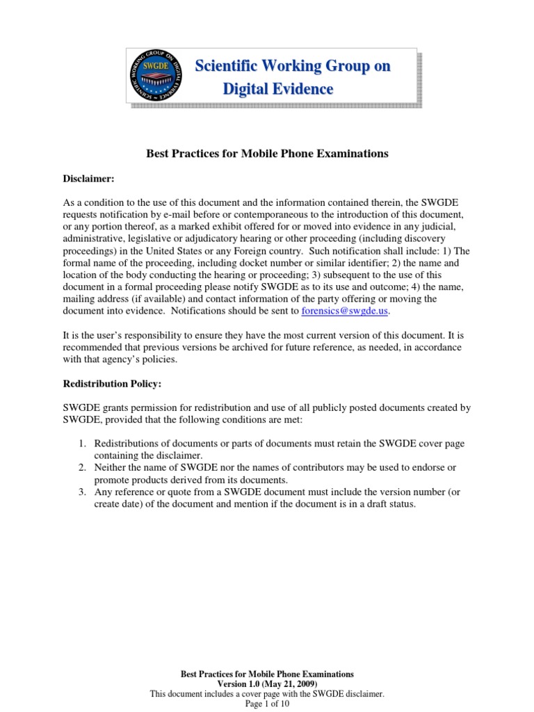 Mobile Device Forensics Best Practices | PDF | Subscriber Identity ...