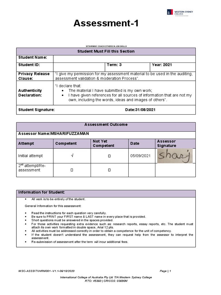 Assessment Task 1 V1 1 Pdf Mentorship Learning