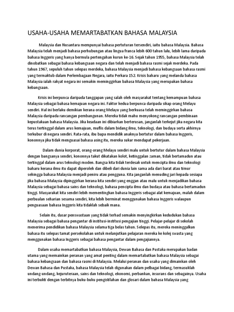 Memartabatkan Bahasa Malaysia | PDF Memartabatkan Bahasa Malaysia | PDF
