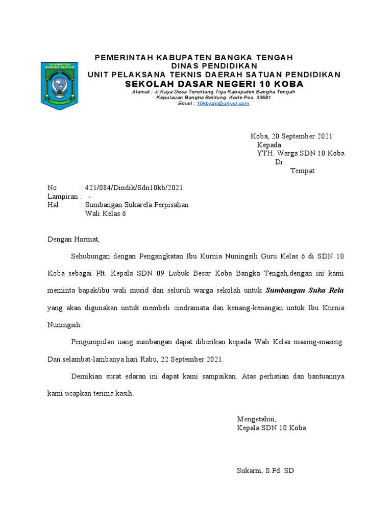 Surat Sumbangan Suka Rela | PDF