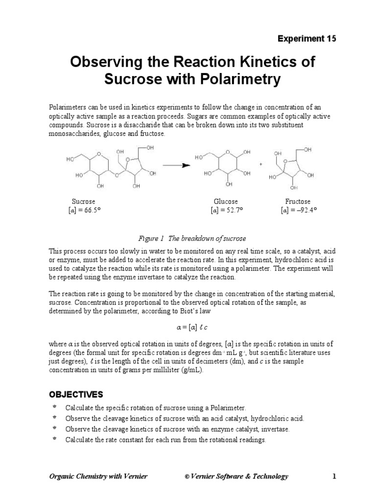 Observing The Reaction Kinetics of Sucrose With Polarimetry: Experiment ...