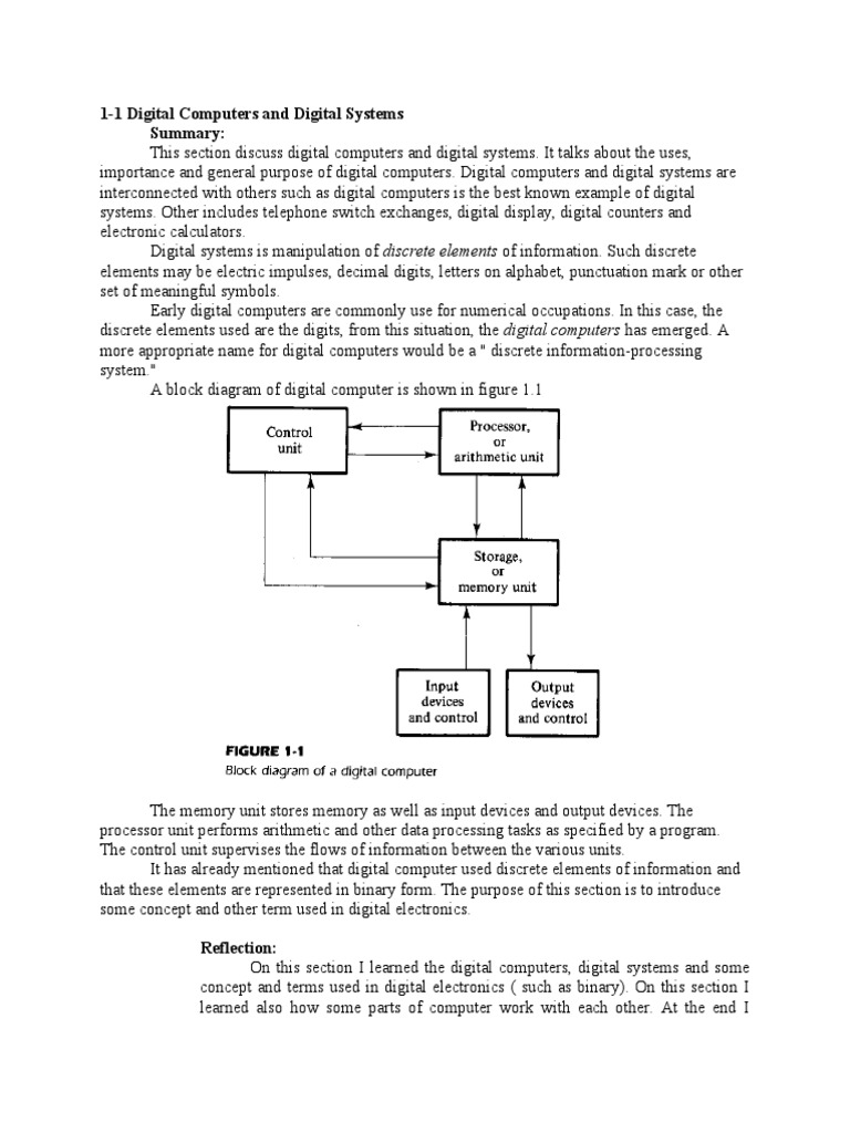 1-1 Digital Computers and Digital Systems Summary | PDF | Digital ...