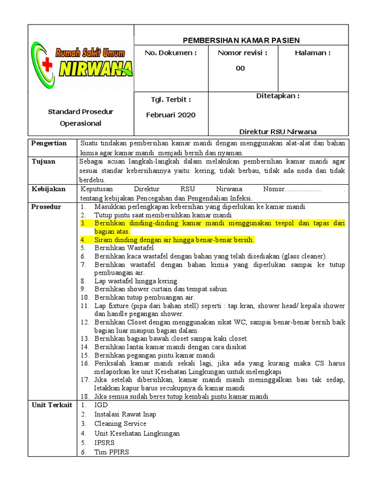 SPO Pembersihan Kamar Mandi | PDF