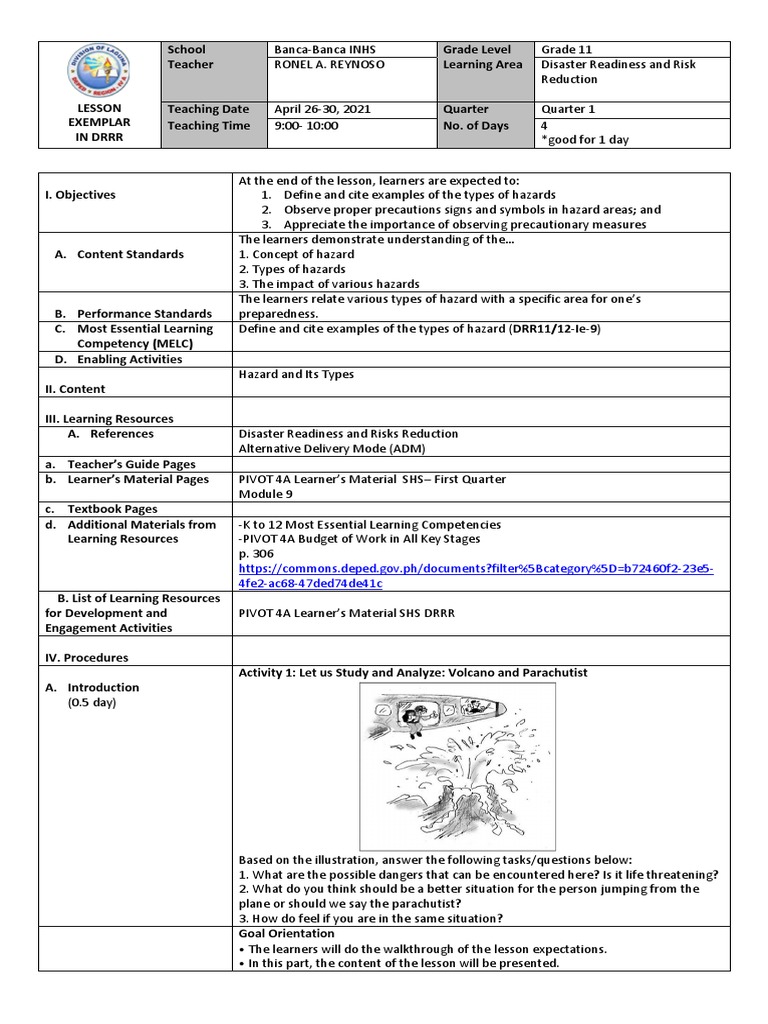LESSON-EXEMPLAR-DRRR (Module 9) | PDF | Hazards | Natural Hazards
