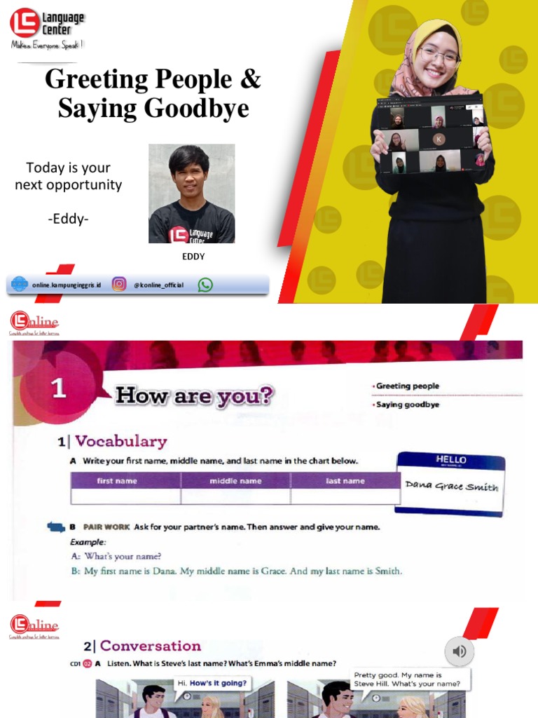 Day 1 Greeting and Saying Goodbye | PDF