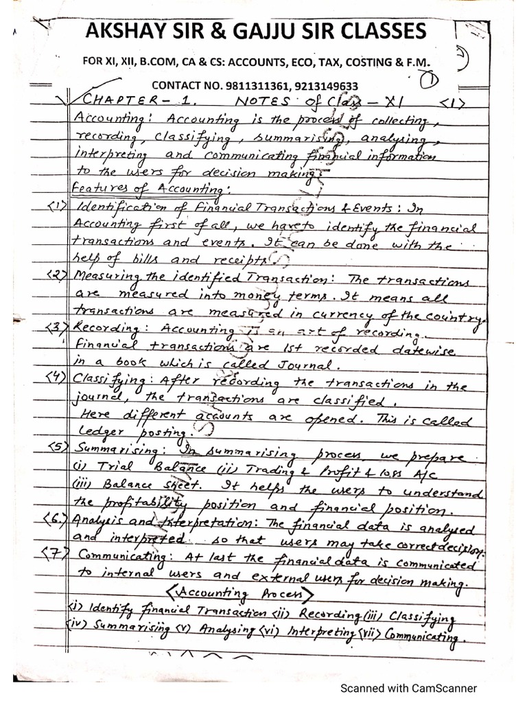 Class 11 Chapter 1 Notes | PDF