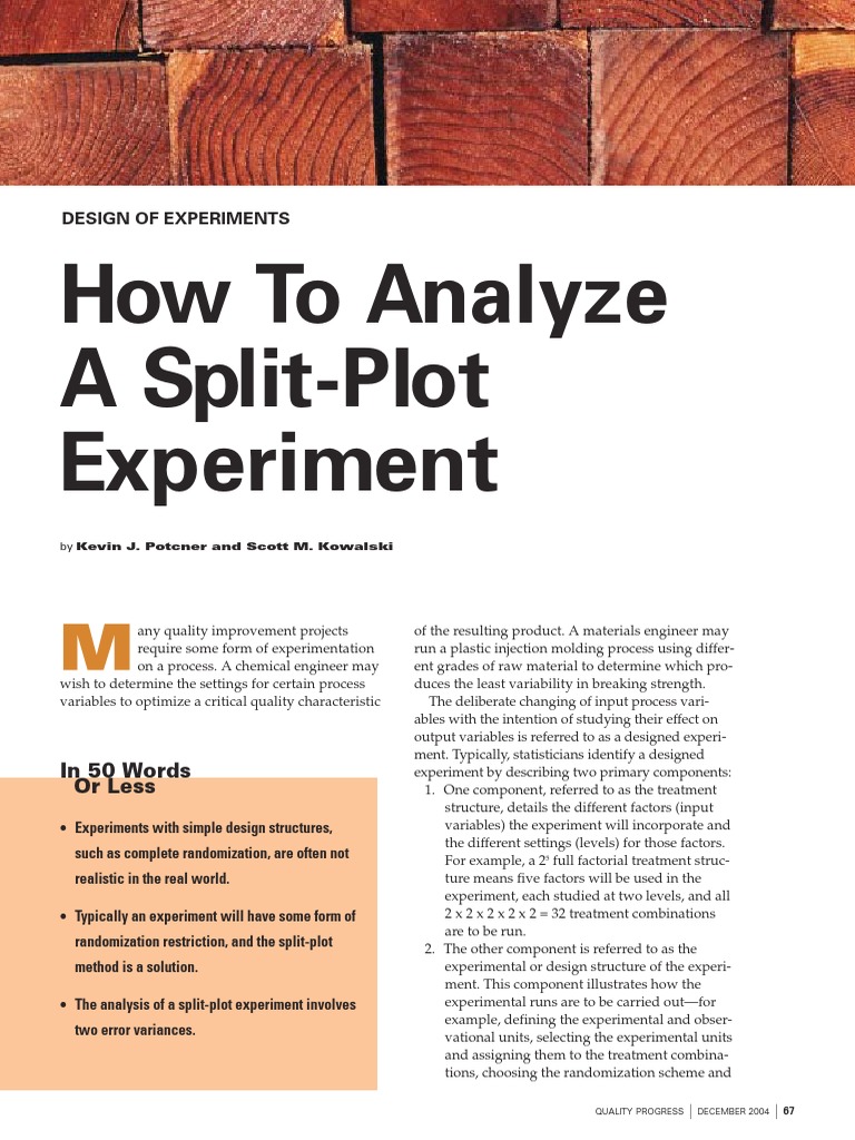 How To Analyze A Split-Plot Experiment: Design of Experiments | PDF ...