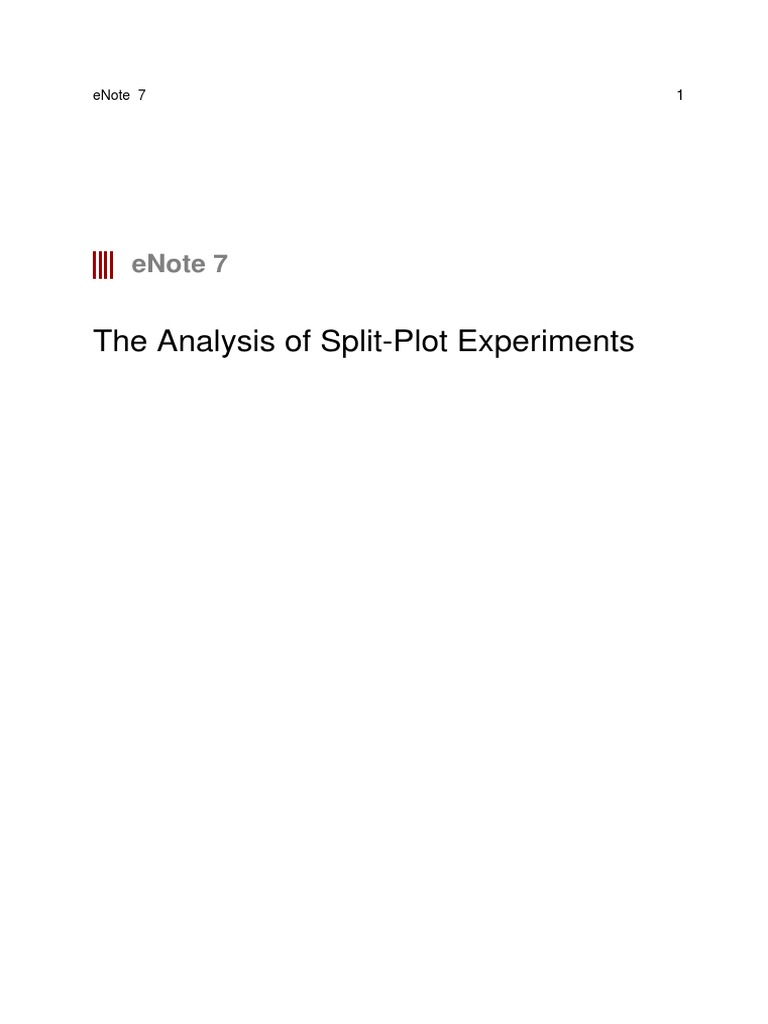 The Analysis of Split-Plot Experiments: Enote 7 | PDF | Statistical Analysis | Teaching Mathematics