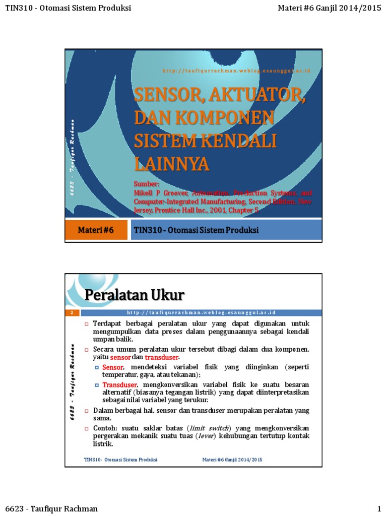 Sensor, Aktuator, Dan Komponen Sistem Kendali Lainnya: Peralatan Ukur | PDF