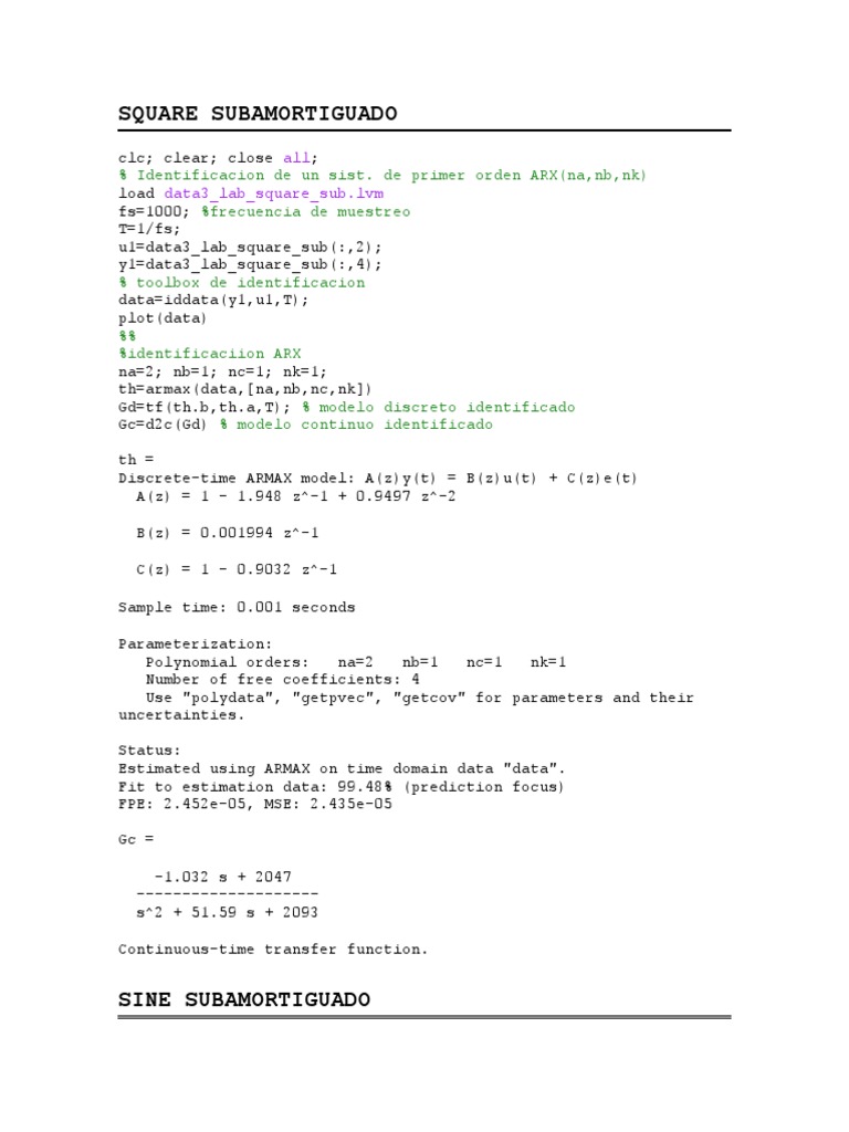 Modelos ARX/ARMAX en Sistemas Sub/Sobreamortiguados | PDF | Tiempo ...