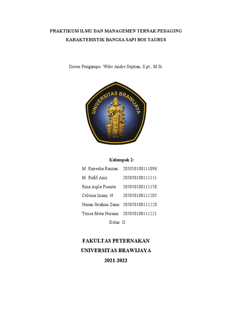 Karakteristik Sapi Pedaging Bos Taurus | PDF