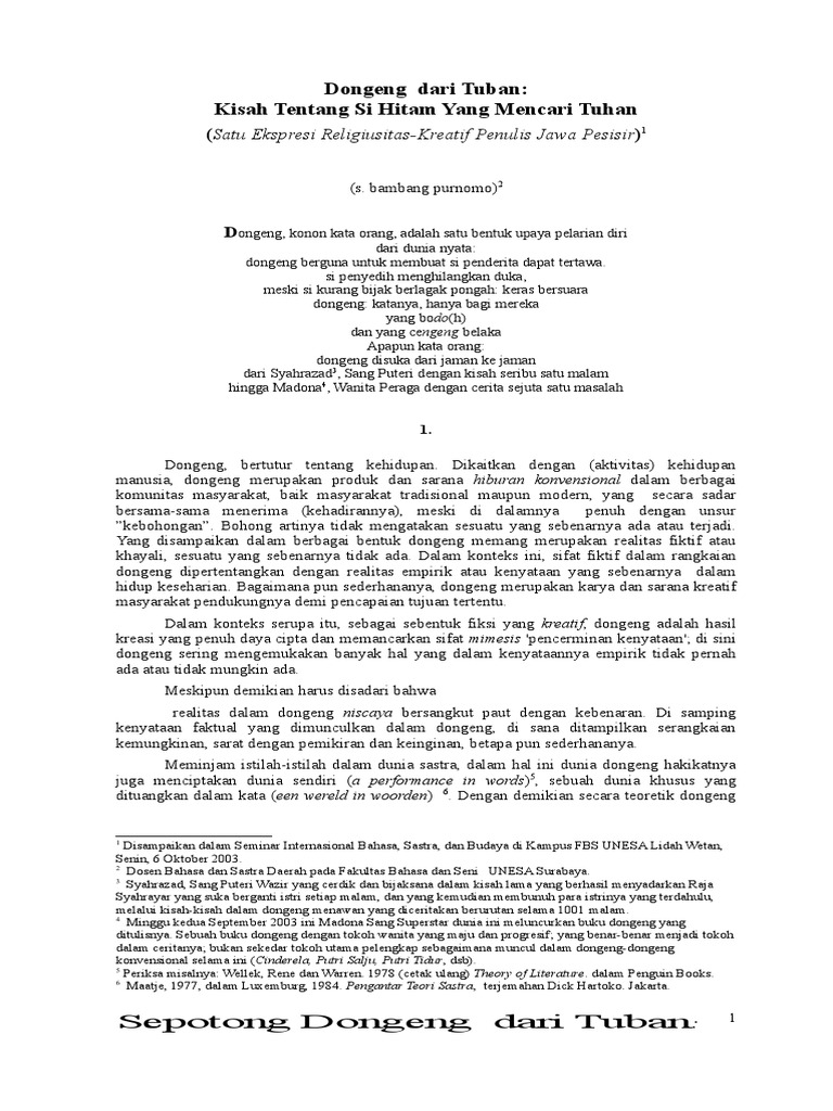 Dongeng Derwis: Pencarian Spiritual di Tuban | PDF