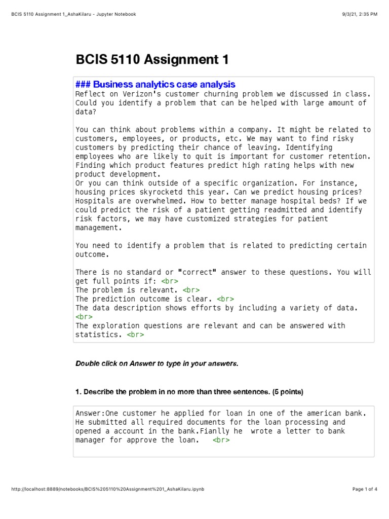 BCIS 5110 Assignment 1 - AshaKilaru - Jupyter Notebook | PDF | String ...