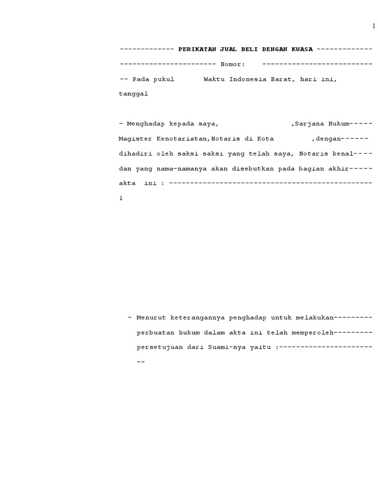 Akta PPJB Dengan Kuasa Draft PPJB 2 | PDF