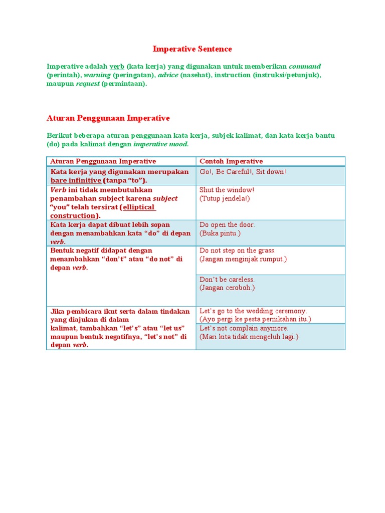 Imperative Sentence 2 | PDF