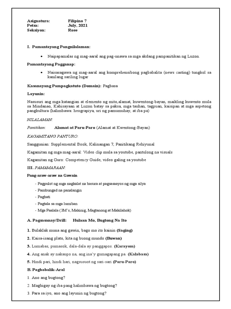 Alamat NG Paru-Paro | PDF