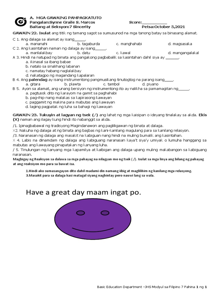 Gawain 10 Ang Palendag | PDF