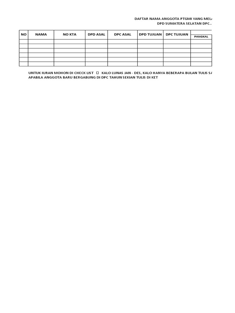 Form Mutasi Anggota Ptgmi | PDF