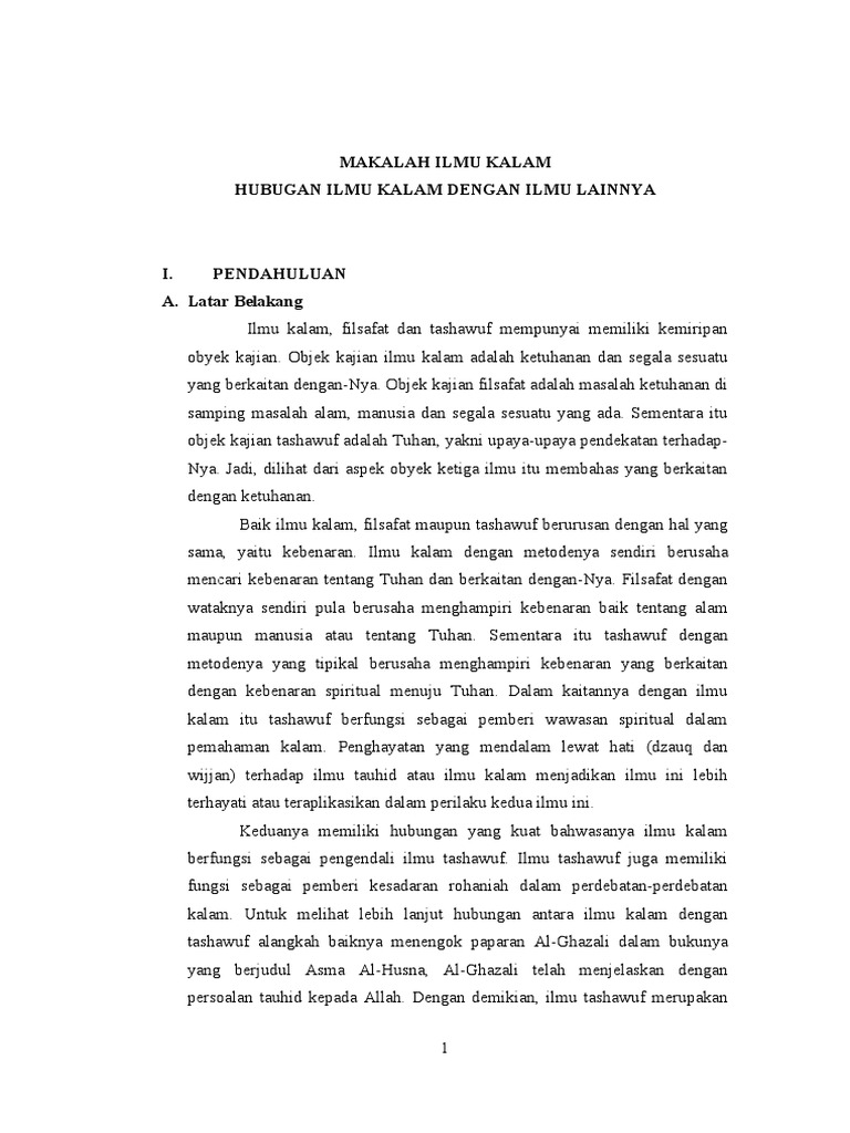 Tugas Ilmu Kalam - Hubungan Ilmu Kalam Dengan Ilmu Lainnya | PDF Tugas Ilmu Kalam - Hubungan Ilmu Kalam Dengan Ilmu Lainnya | PDF
