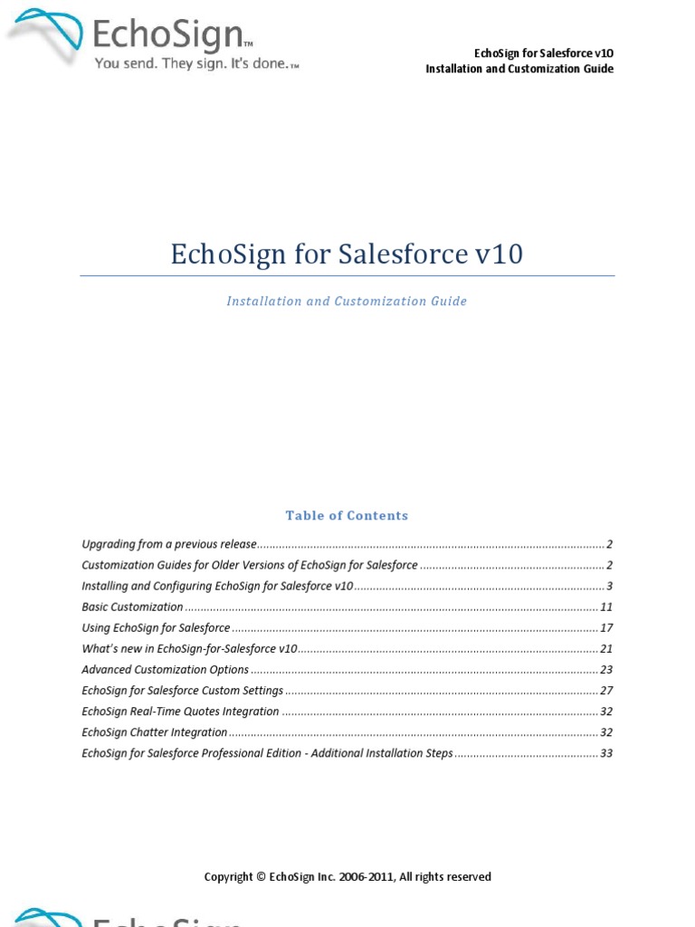 EchoSign V10 Installation Guide | PDF | Salesforce.Com | Signature