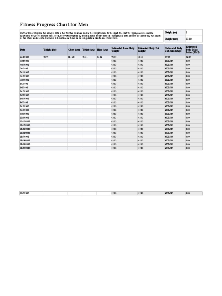 Men's Fitness Progress Chart | PDF | Body Mass Index | Human Body
