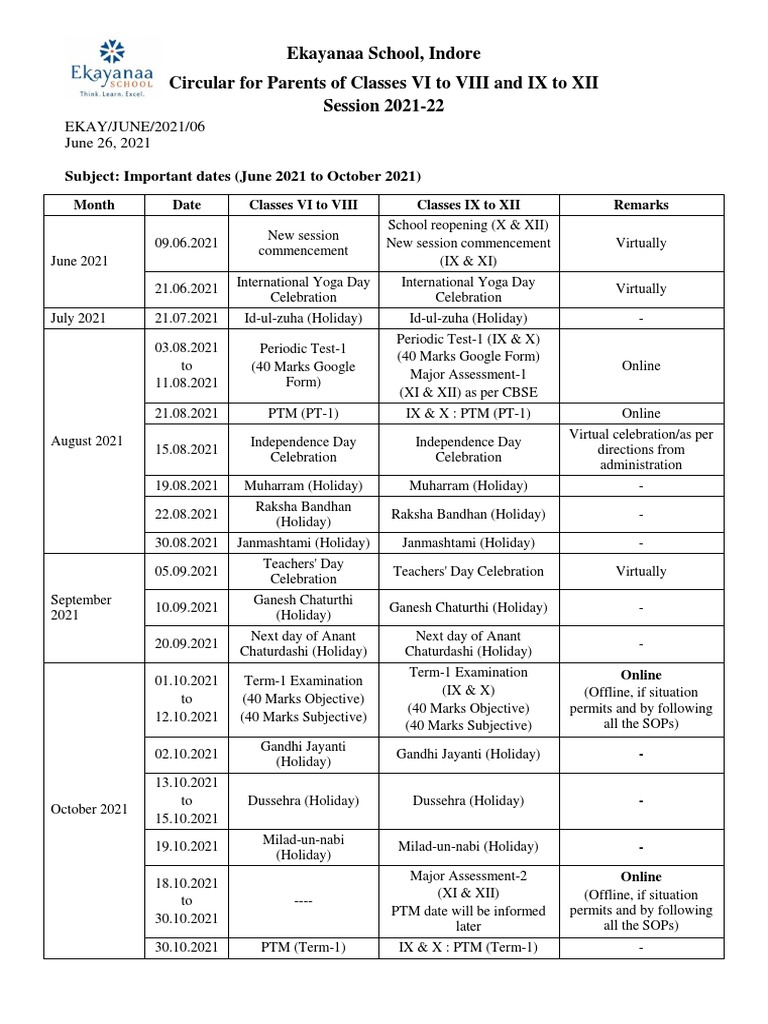 Academic Calendar Term-1 | PDF | Holidays | Hindu Worship