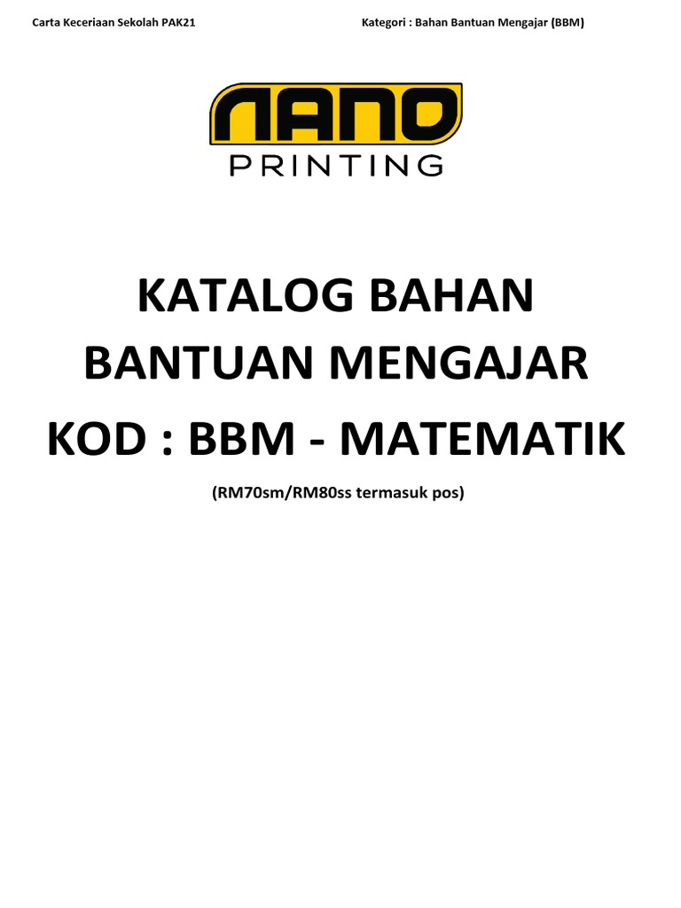 Katalog (BBM) - Bahan Bantuan Mengajar-Math v2021 | PDF