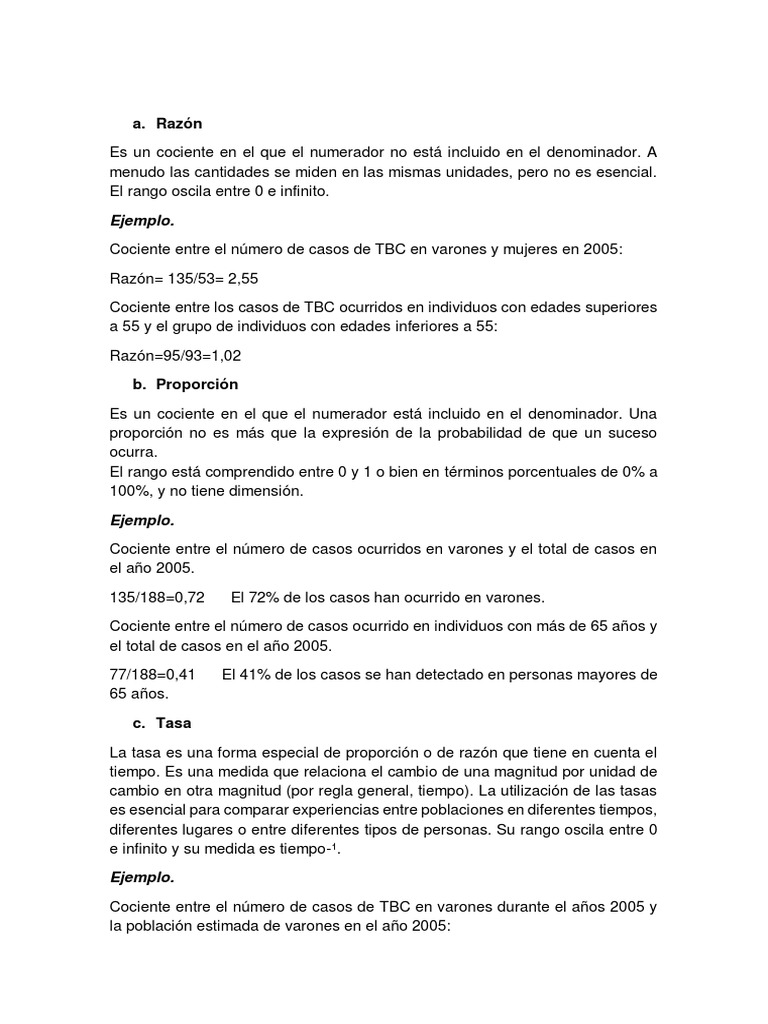 Diferencias entre razón, proporción y tasa | PDF
