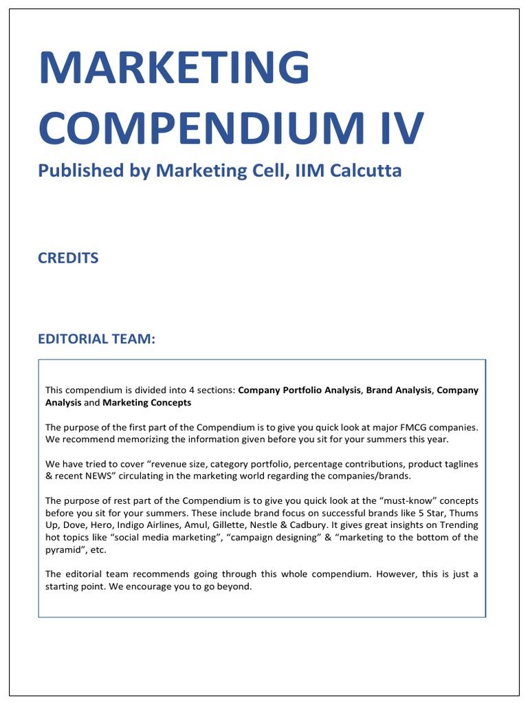 Marketing Compendium | PDF | Procter & Gamble | Brand