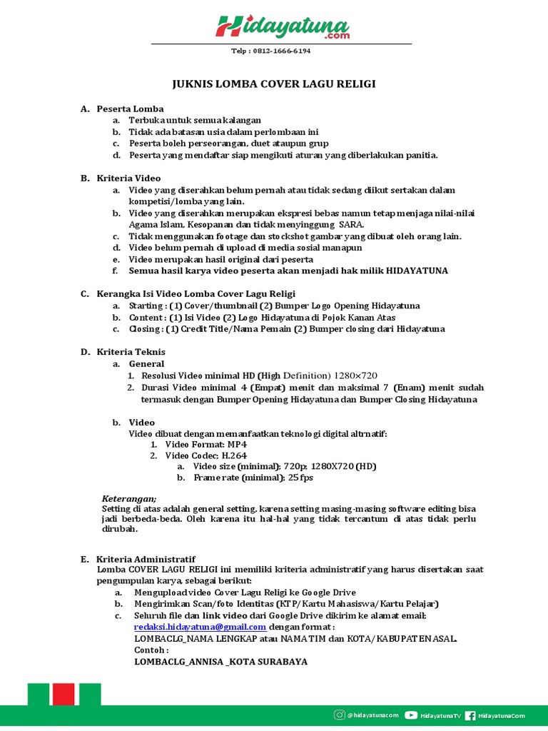 Juknis Lomba Cover Religi | PDF