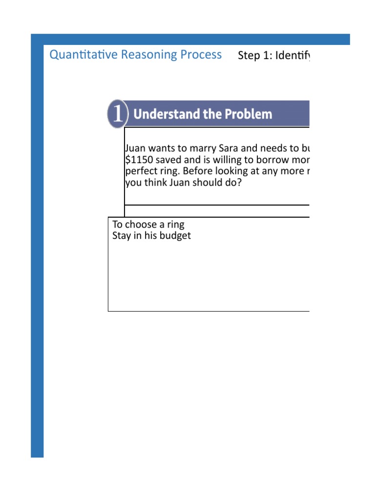 Quantitative Reasoning Process: Step 1: Identify The Problem | PDF ...