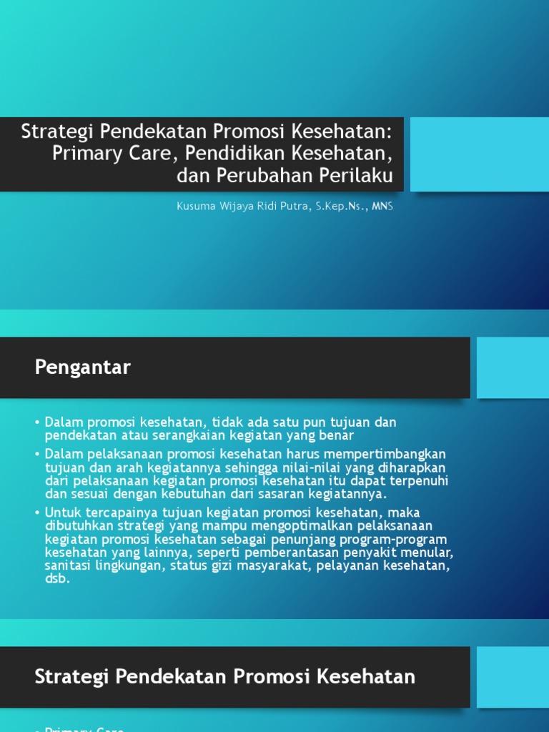 Strategi Pendekatan Promosi Kesehatan - Primary Care - Pendidikan ...