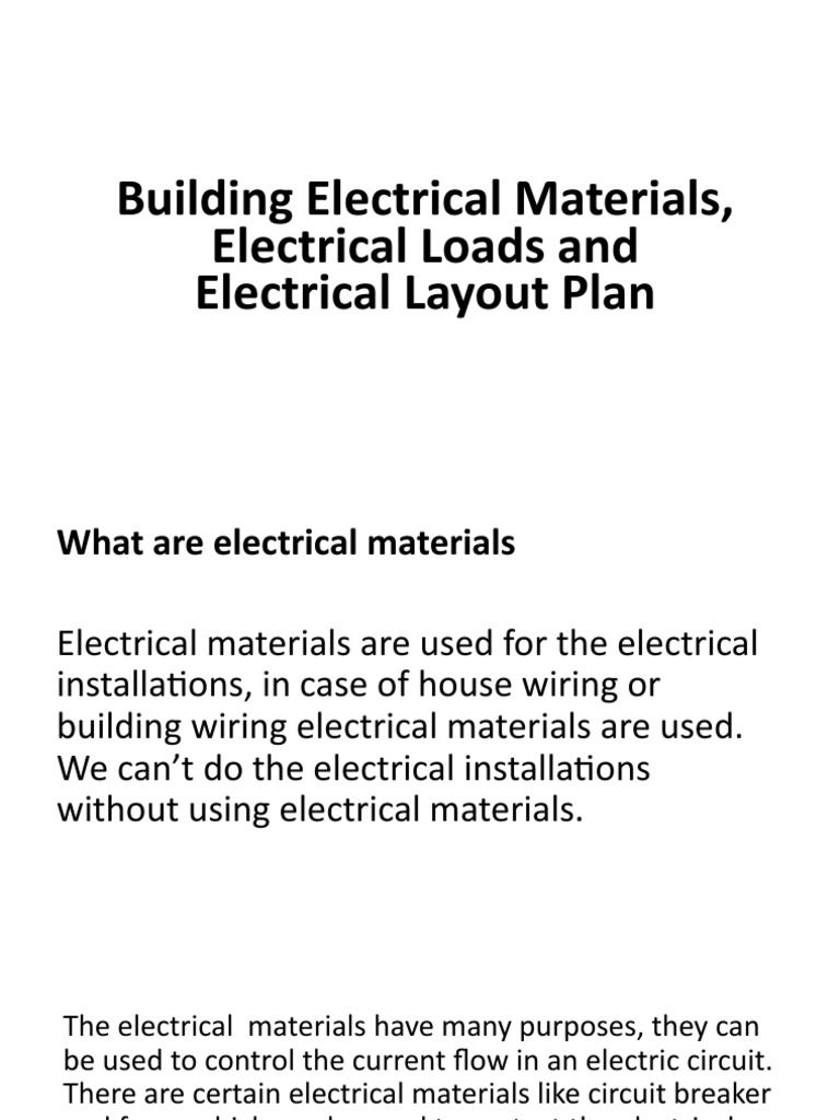 Building Electrical Materials, Electrical Loads and Electrical Layout ...