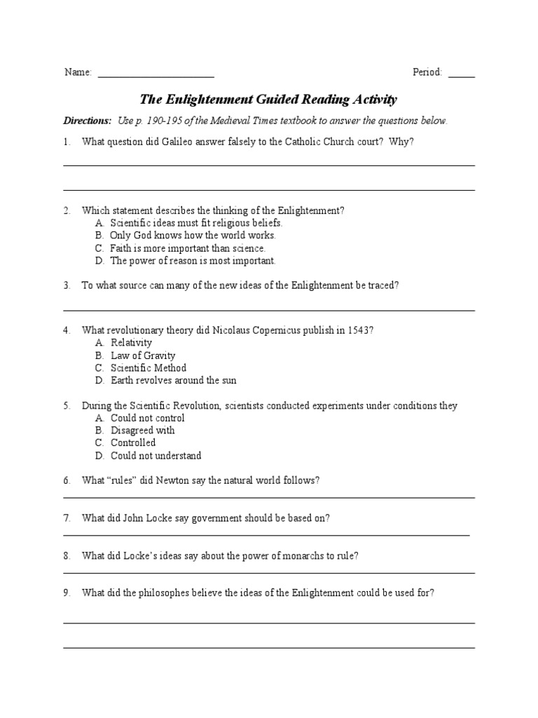 Enlightenment Guided Reading | PDF