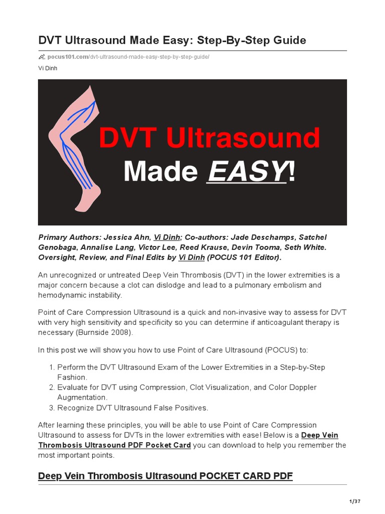 DVT Ultrasound Made Easy Step-By-Step Guide | PDF | Vein | Medical ...
