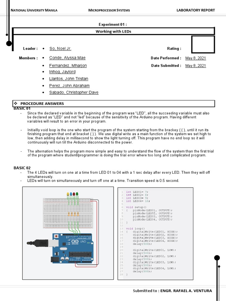 Ex1 - Working With LEDs - SO | PDF | Computing | Computer Science