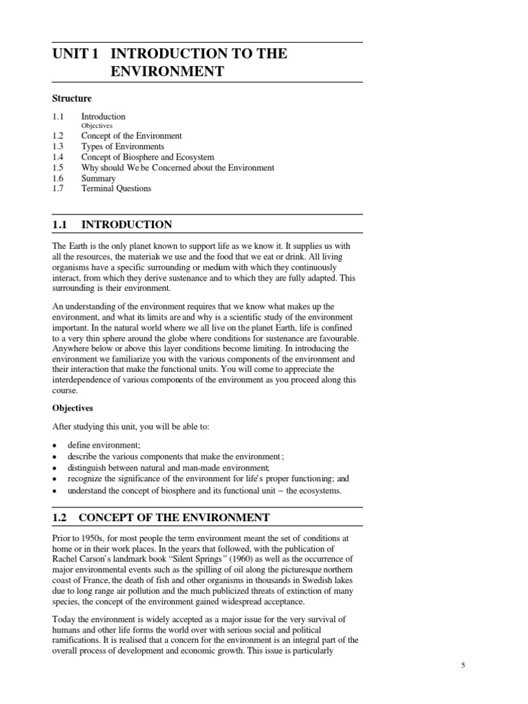 Introduction to the Environment Concepts | PDF | Natural Environment | Life