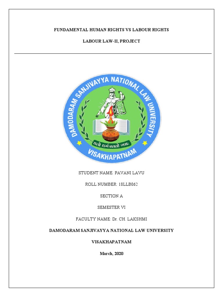 Fundamental Human Rights Vs Labour Rights Labour Law-Ii, Project | PDF ...