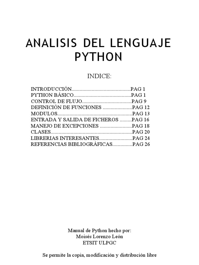 Analisis Del Lenguaje Python | PDF | Python (lenguaje de programación) | Lenguaje de programación