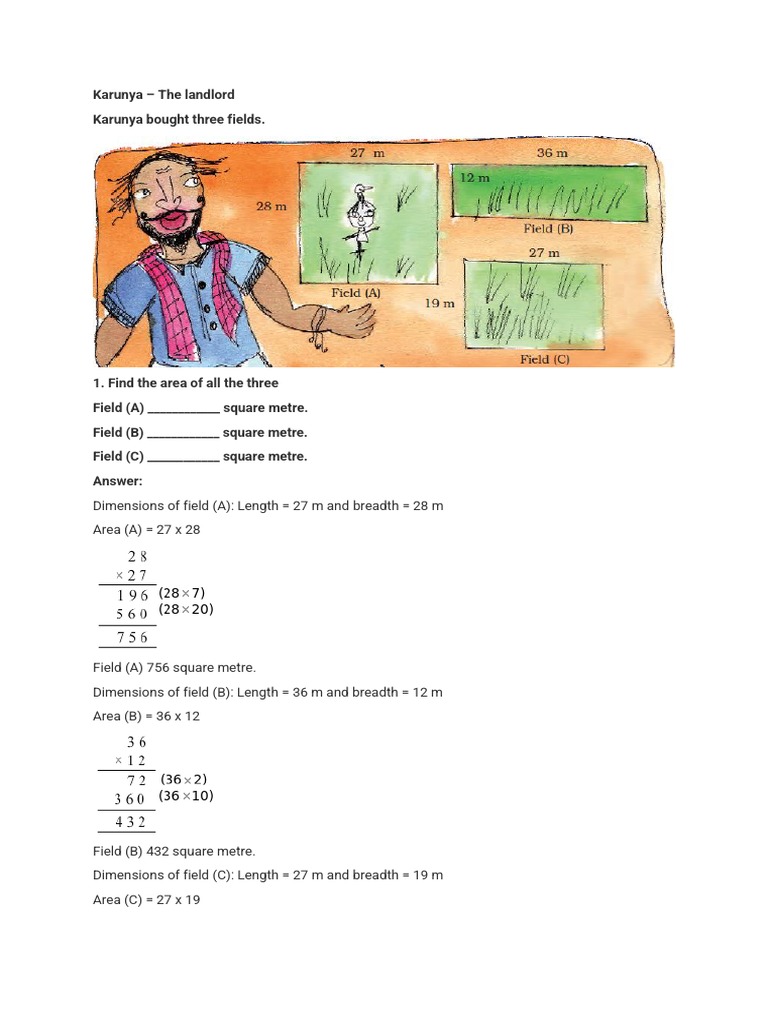 Calculate Area and Cost of Three Fields | PDF | Science & Mathematics