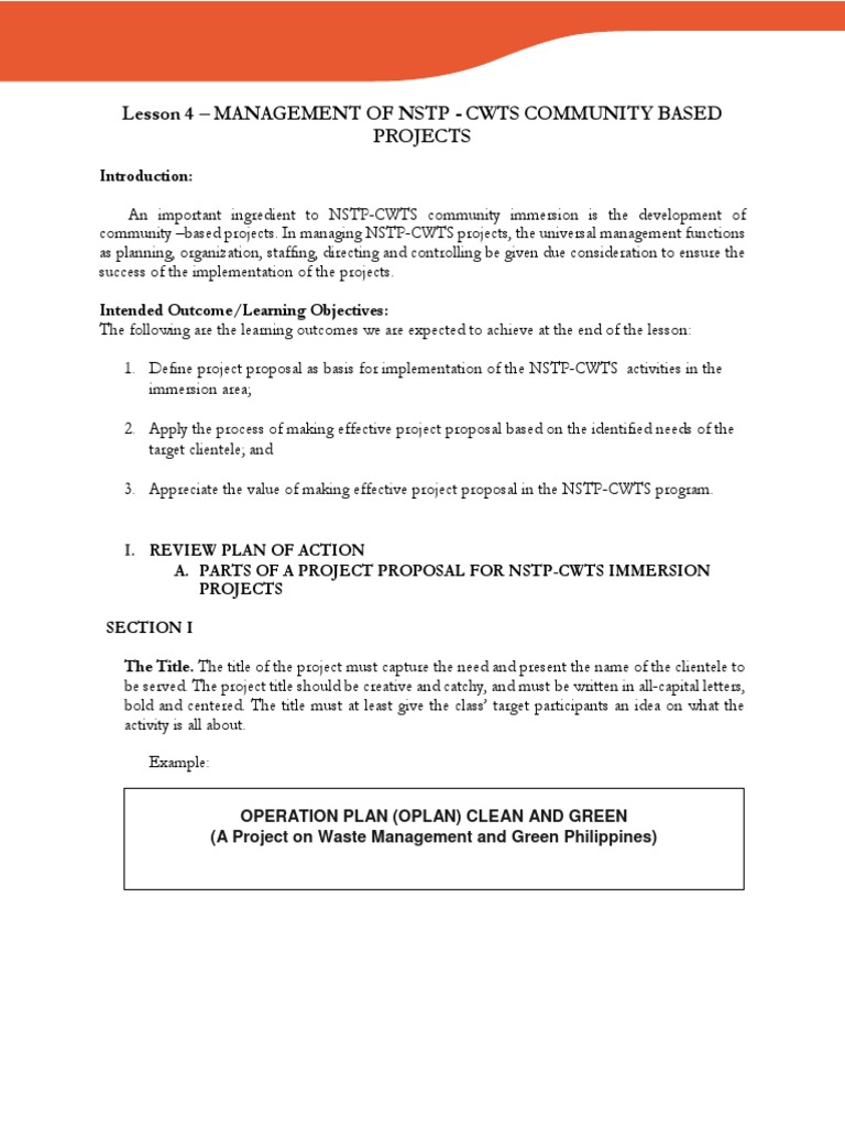 Developing a SMART Project Proposal for a Community-Based Waste ...