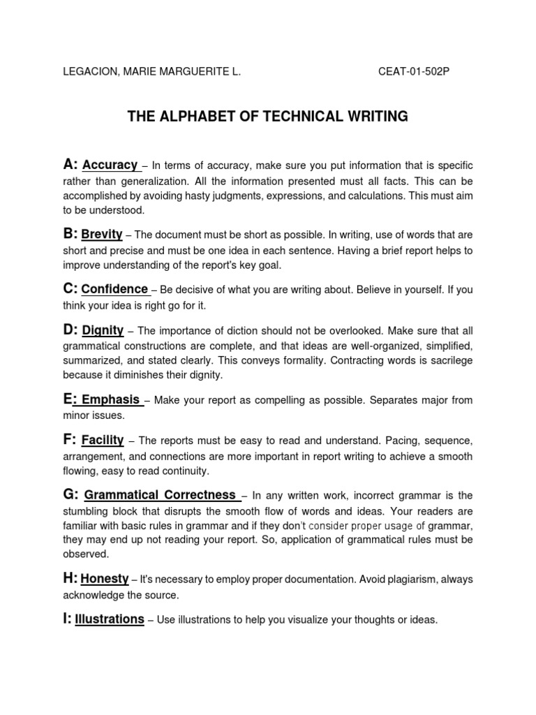Alphabet of Technical Writing (A-Z) | PDF | Grammar | Interpretation ...
