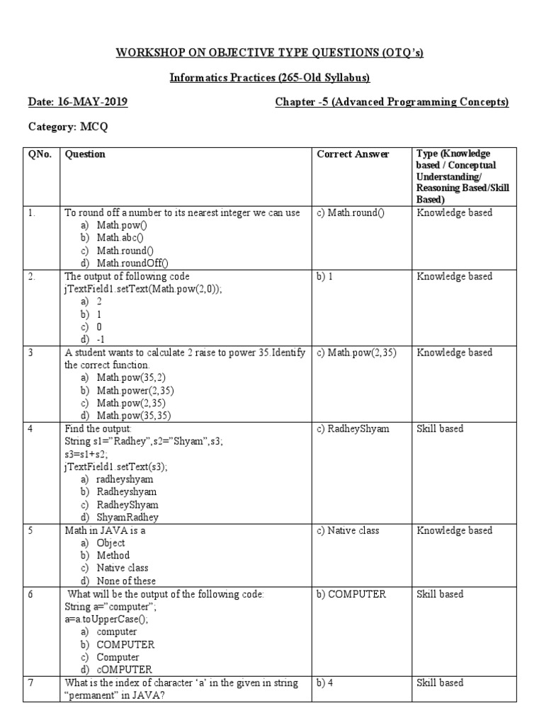 CH 5 MCQ | Download Free PDF | String (Computer Science) | Data Type