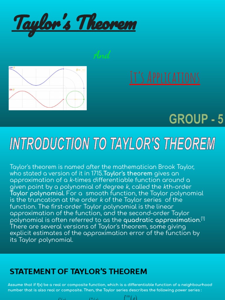 Taylor's Theorem and Its Applications | PDF | Mathematics ...