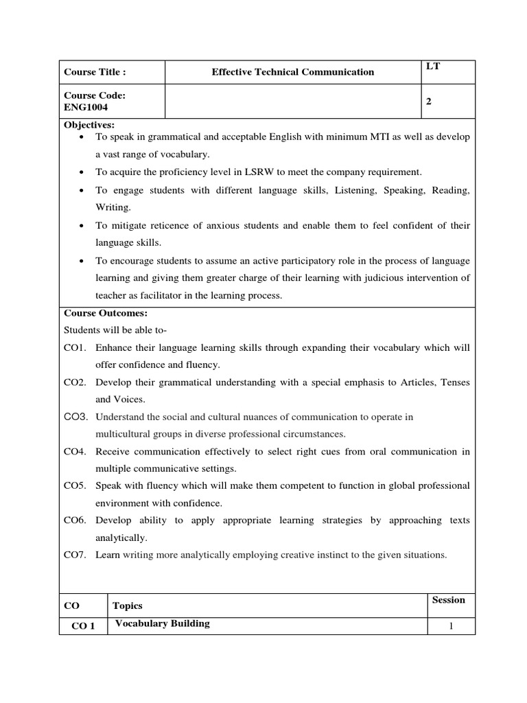 ENG1004 - EFFECTIVE-TECHNICAL-COMMUNICATION - LT - 1.0 - 1 - ENG1004 ...
