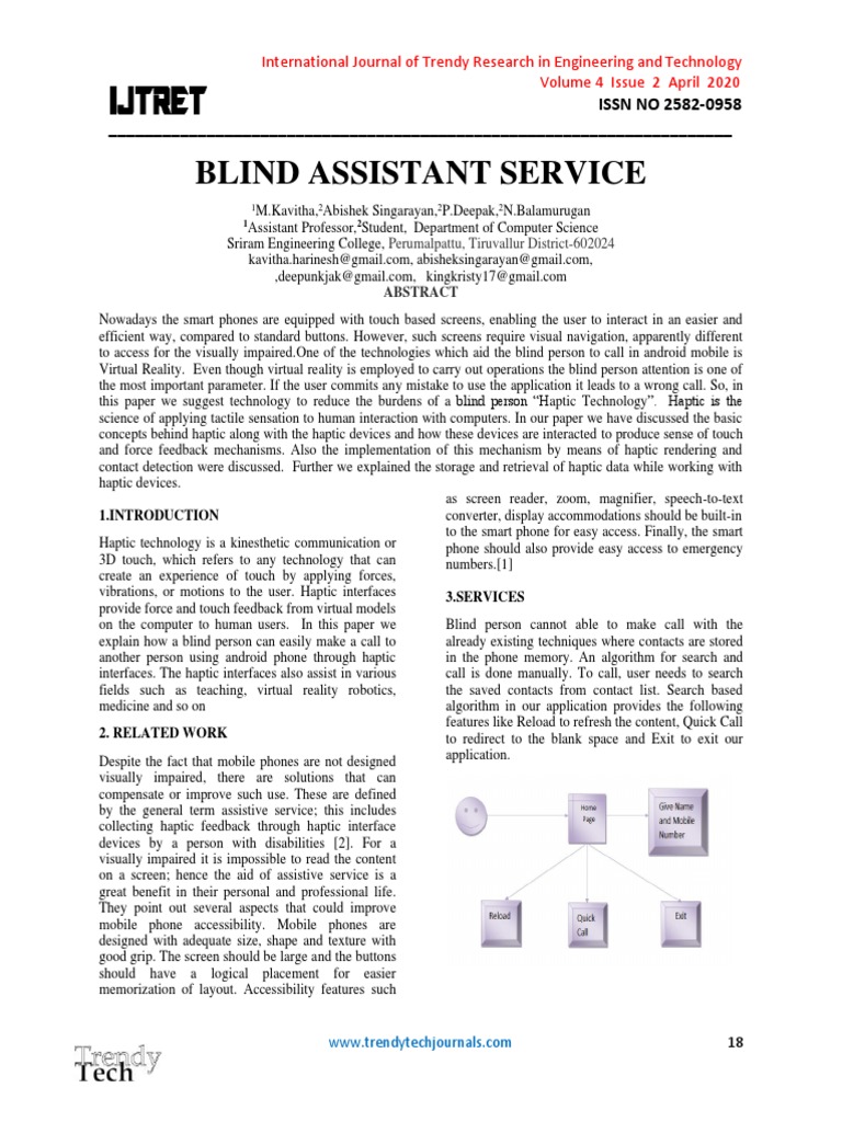 Blind Assistant Service | PDF | Visual Impairment | Accessibility