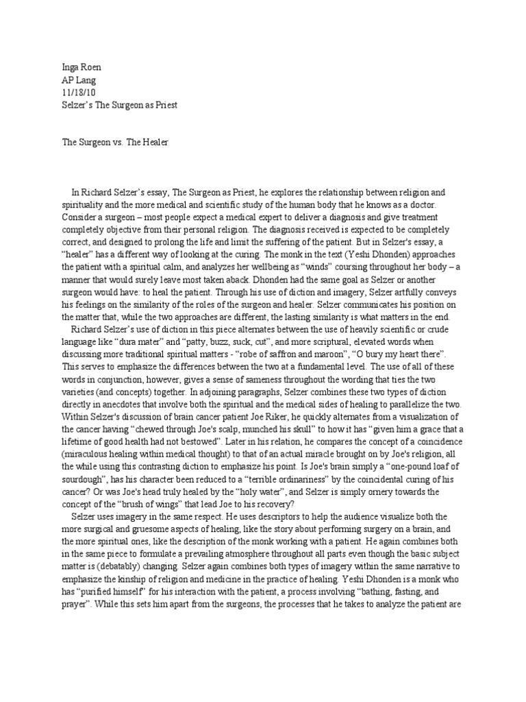 Selzer Analysis | PDF | Faith Healing | Surgery