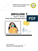 English 7: Summative Test No. 1 Lessons 1 & 2 Listening Strategies ...