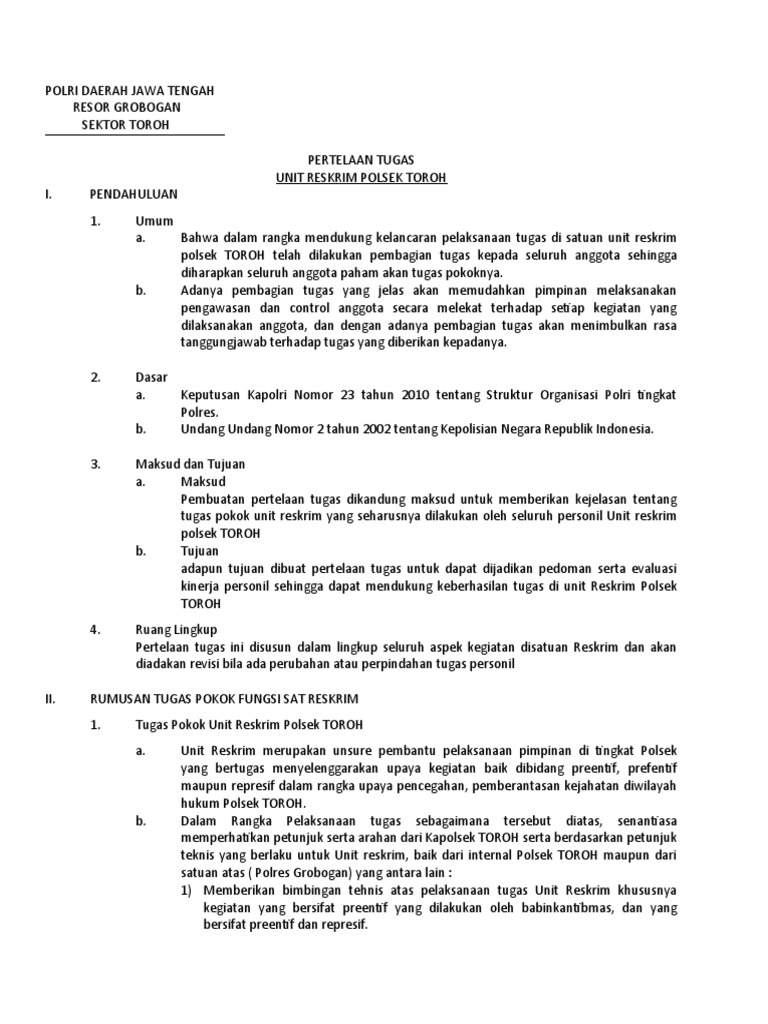 PERTELAAN UNIT RESKRIM Paling BR | PDF