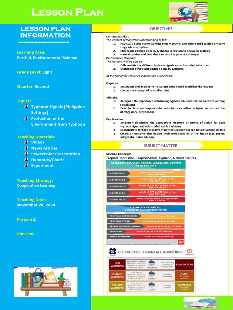 ES-Lesson Plan - Scribd | PDF | Tropical Cyclones | Learning